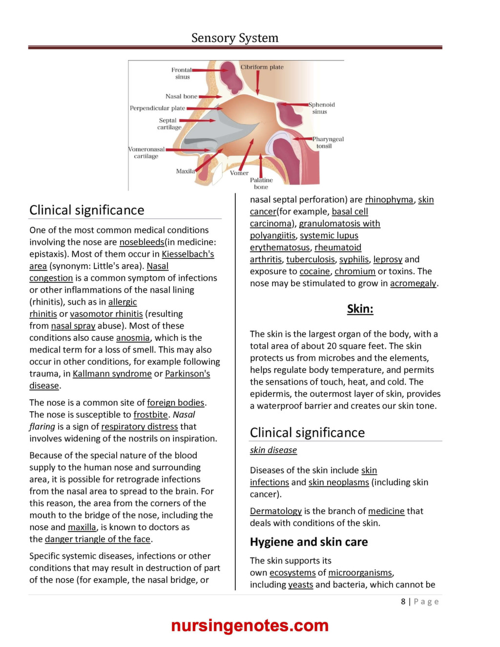 Sensory System and Sense Organs PDF - Nursingenotes.com