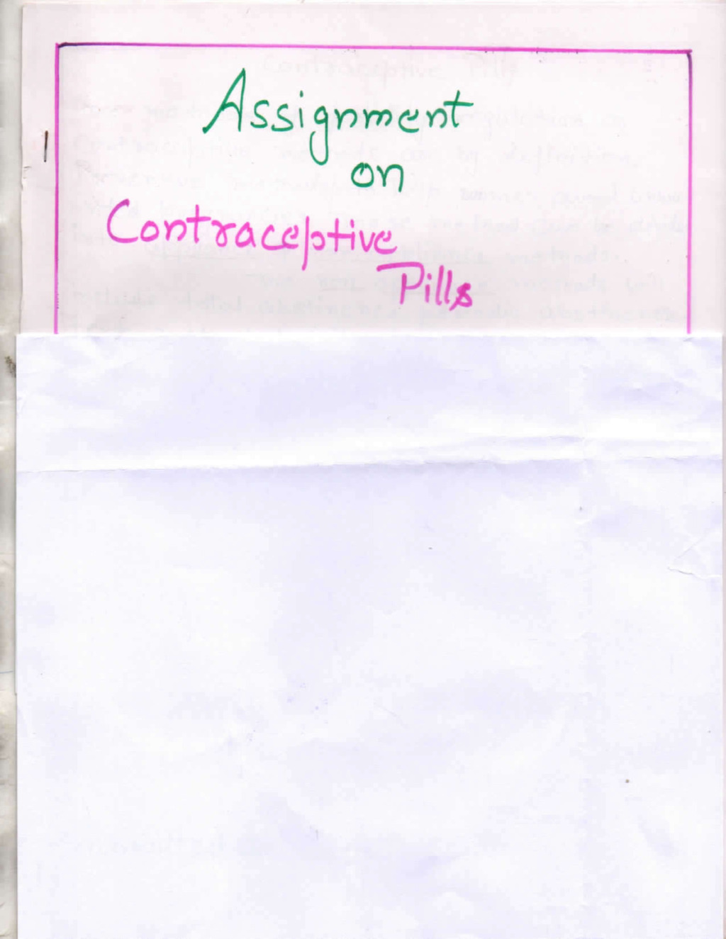 Nursing Assignment on Contraceptive Pills - NursingNotes